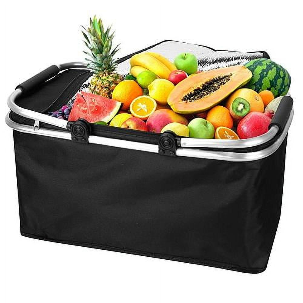 30L Insulated Picnic Basket Cooler CollapsibleFood Delivery Storage Bag ...