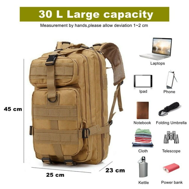30L Military Tactical Backpack Large Army 3 Day Assault Pack Molle Bag ...