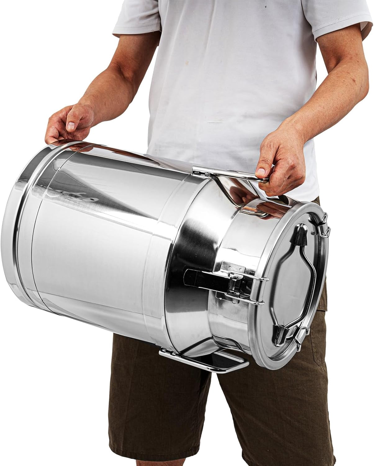 30L Milk Can, Portable Stainless Steel Milk Can Outdoor Ice Bucket Milk ...