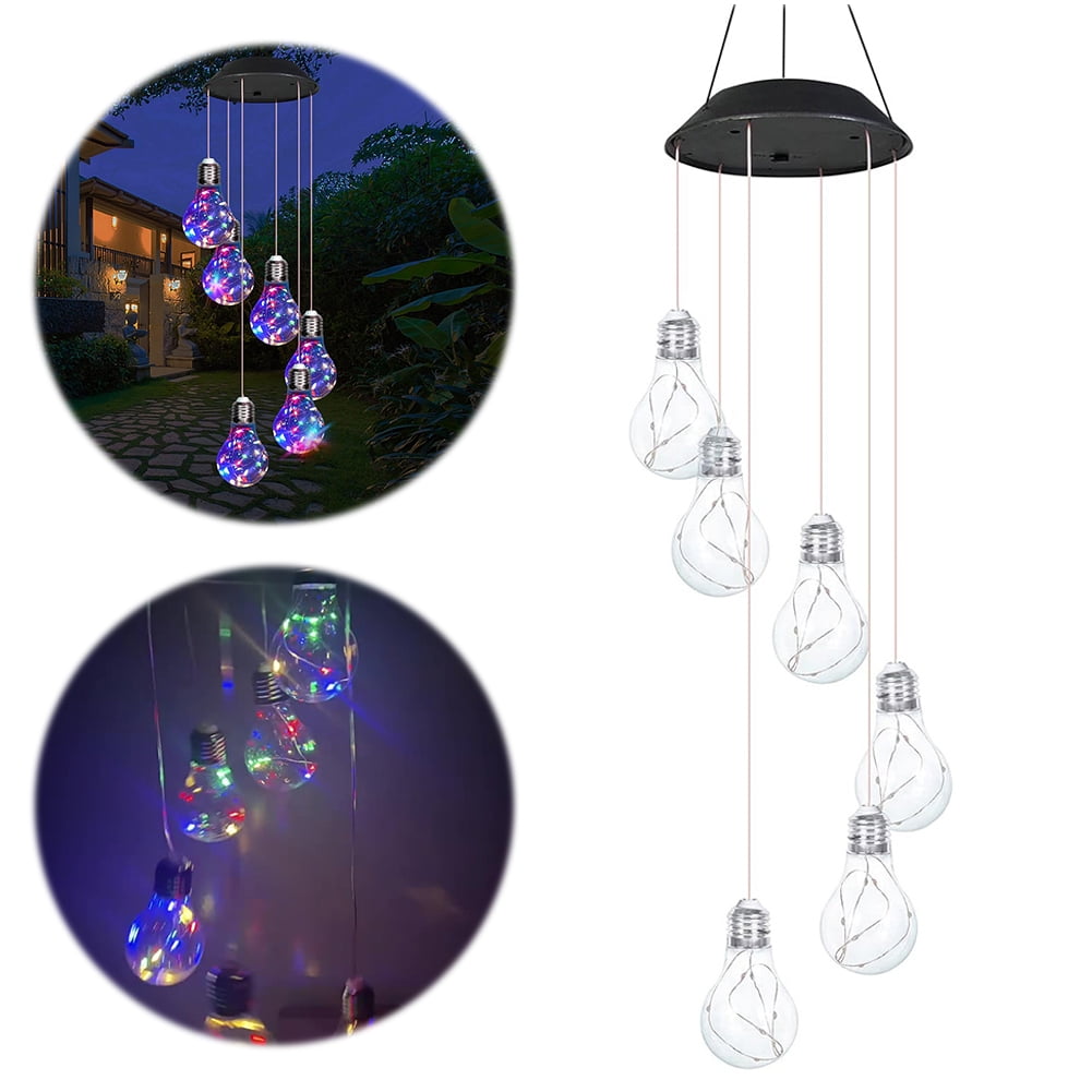 30LED & Copper Wire Colorful Lights Bulb Solar Wind Chimes Hanging Outdoor Decor Colorful Lights ...