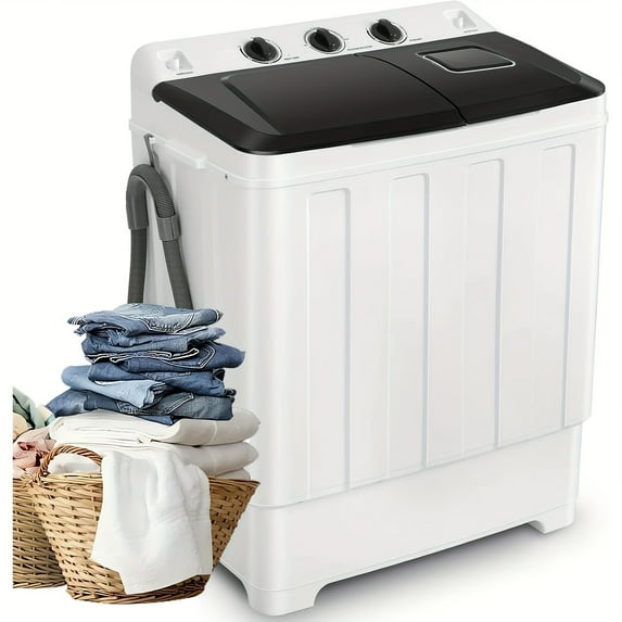 30Lbs 110V Portable Twin Tub Washer - 19Lbs Wash & 11Lbs Spin 2-in-1 Combo, Energy-Saving, Ideal ...