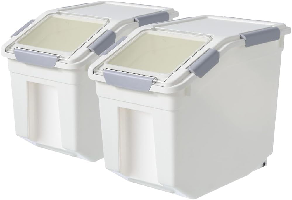 30Lbs 2 Pack Food Storage Container with Scoop, Airtight Rice Storage ...