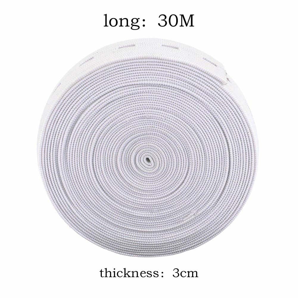 30M Button Hole Elastic Band Cord Flat Stretch Sewing Waistband Trouser ...