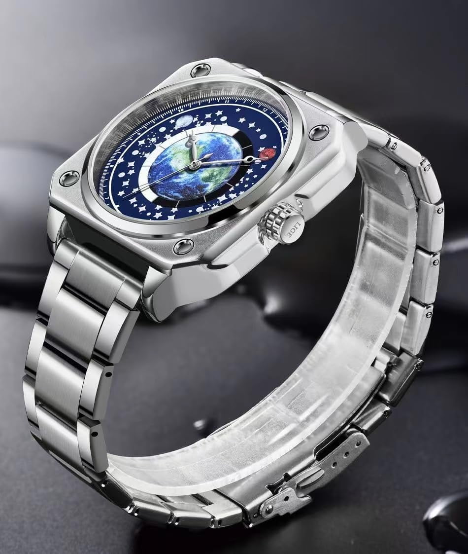 30M Waterproof Men World Map Watches Creative Wristwatch with Earth ...