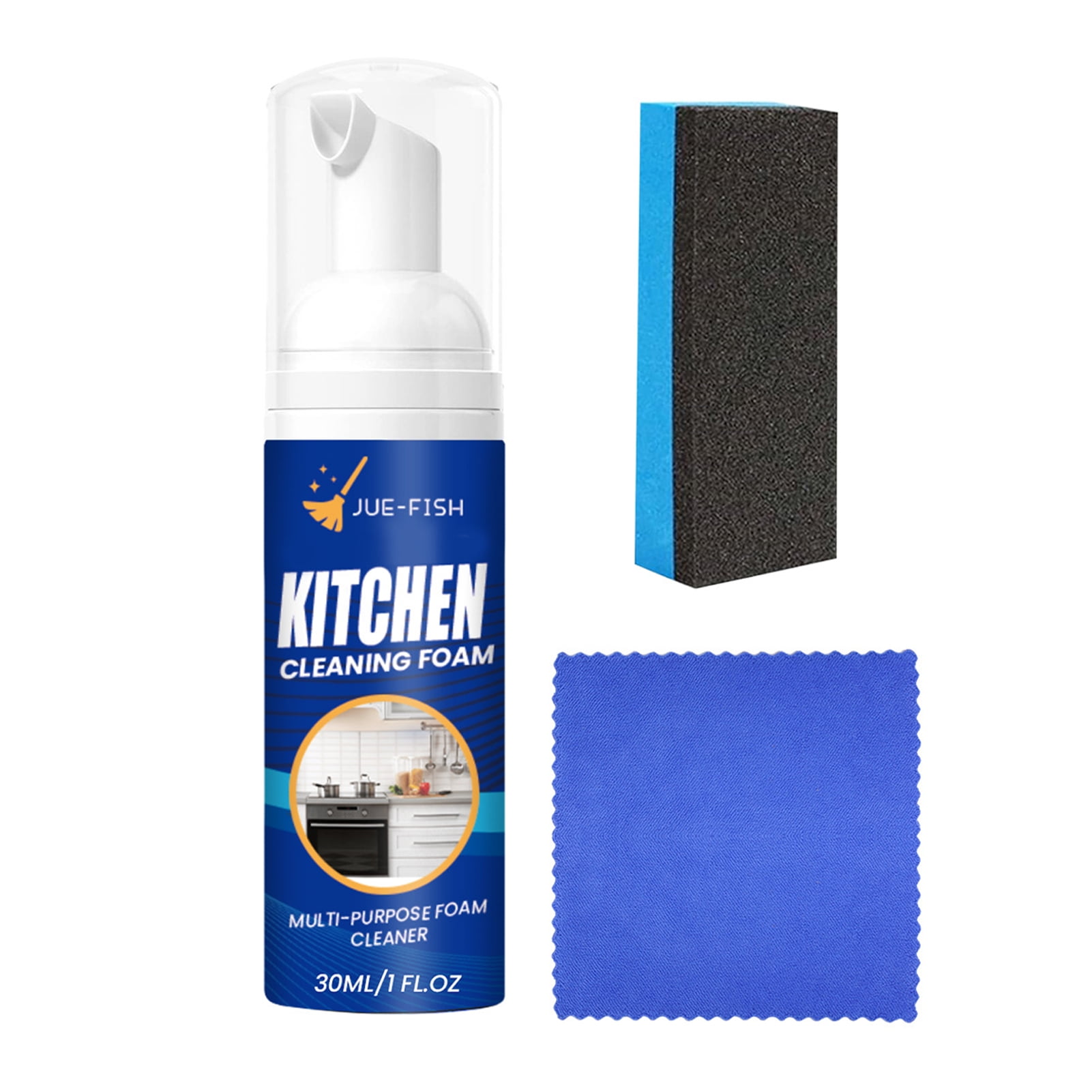 30ML Kitchen Foam Cleaner with Sponge Wipe Cloth Multifunctional ...