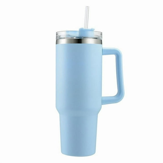 30OZ Insulated Coffee Cup with Handle & Straw, Stainless Steel BPA-Free ...