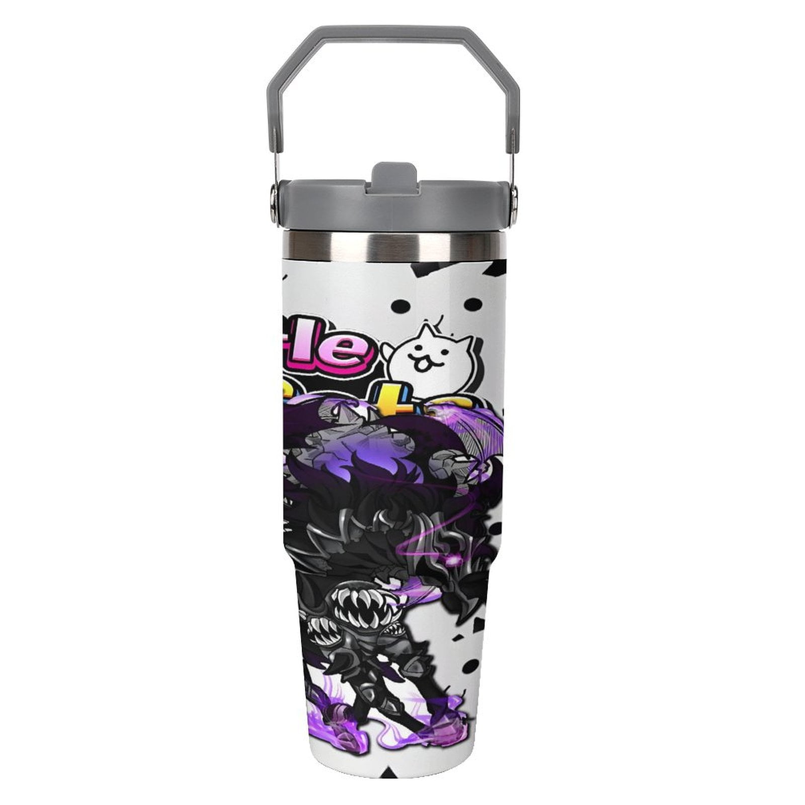 30Oz Bat-tle Cats Tumbler with Lid Straw Top Handle Leakproof Vacuum ...