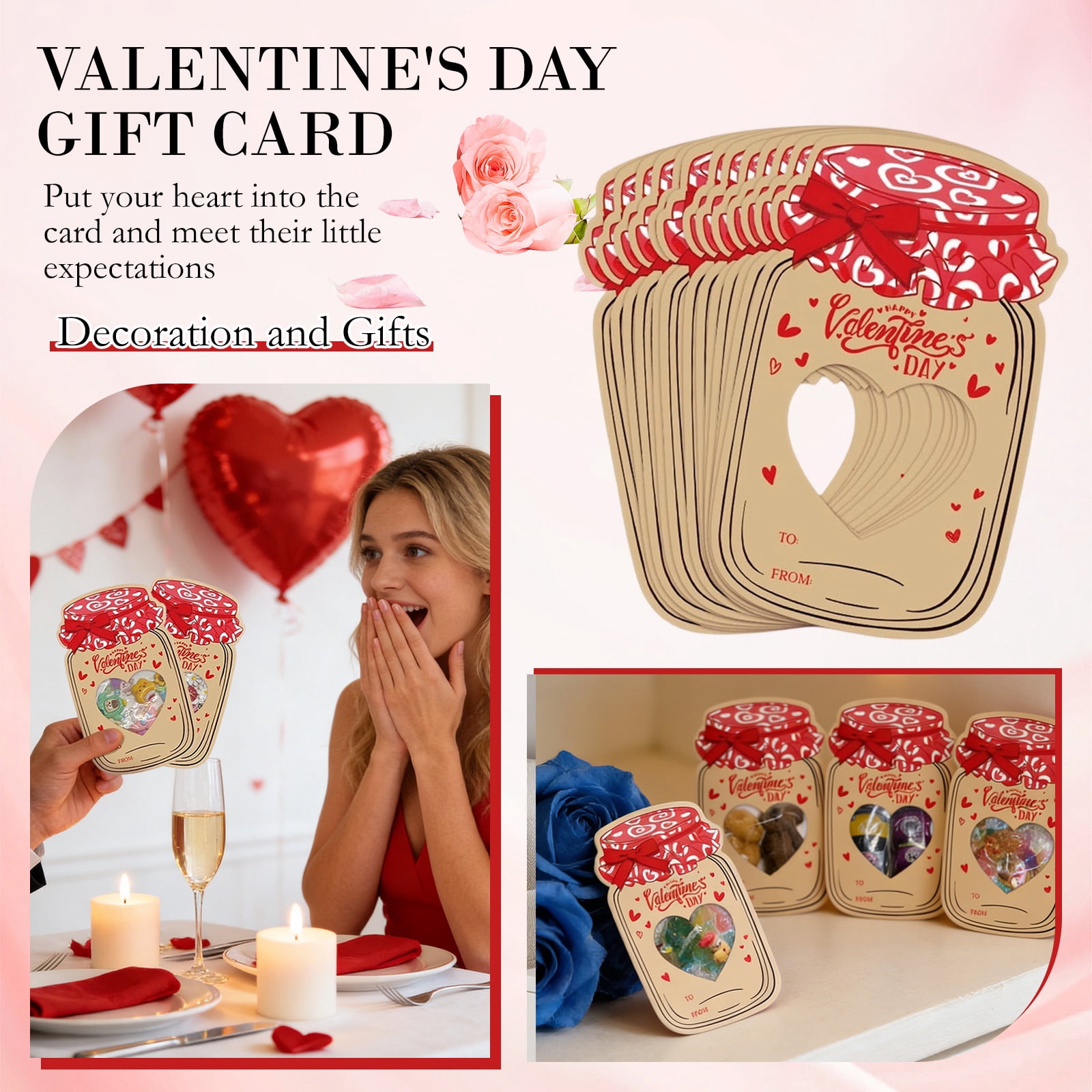 30PC Valentine Cards for Student Classroom, Mason Jar Valentines Day ...