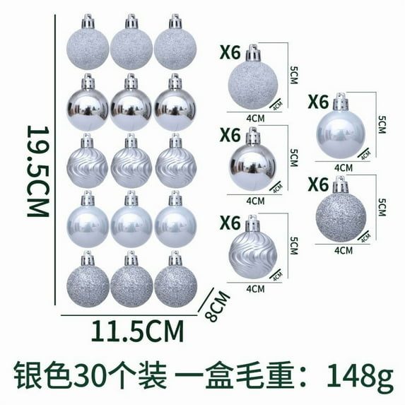 30PCS 1.5 Inch Christmas Tree Ornaments | Shatterproof Plastic Ball ...