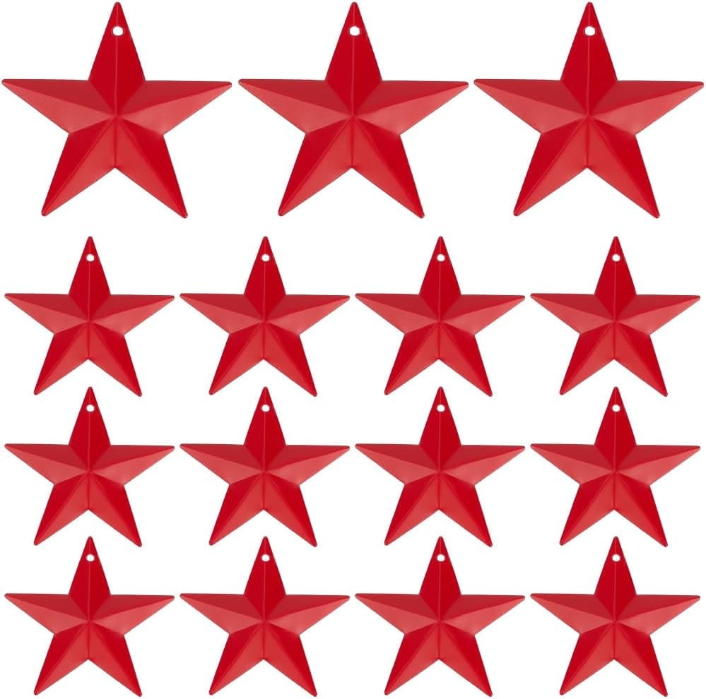 30PCS 1.6" Red Metal Star Decor Barn Star with Hole Iron Vintage Wall ...