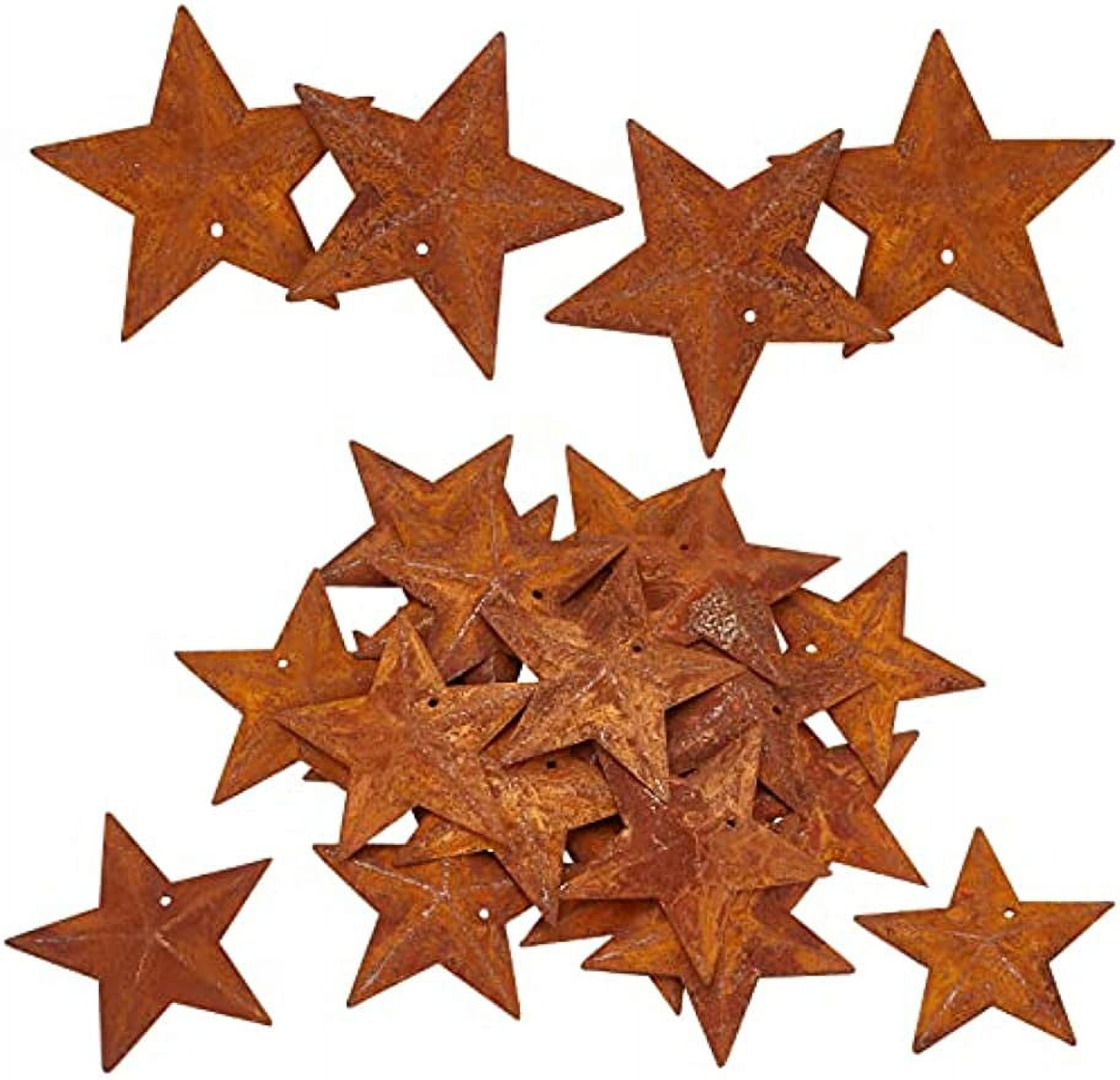 30PCS 1.77 Inch Metal Rusty Barn Star Saddle Brown Antique Primitives ...