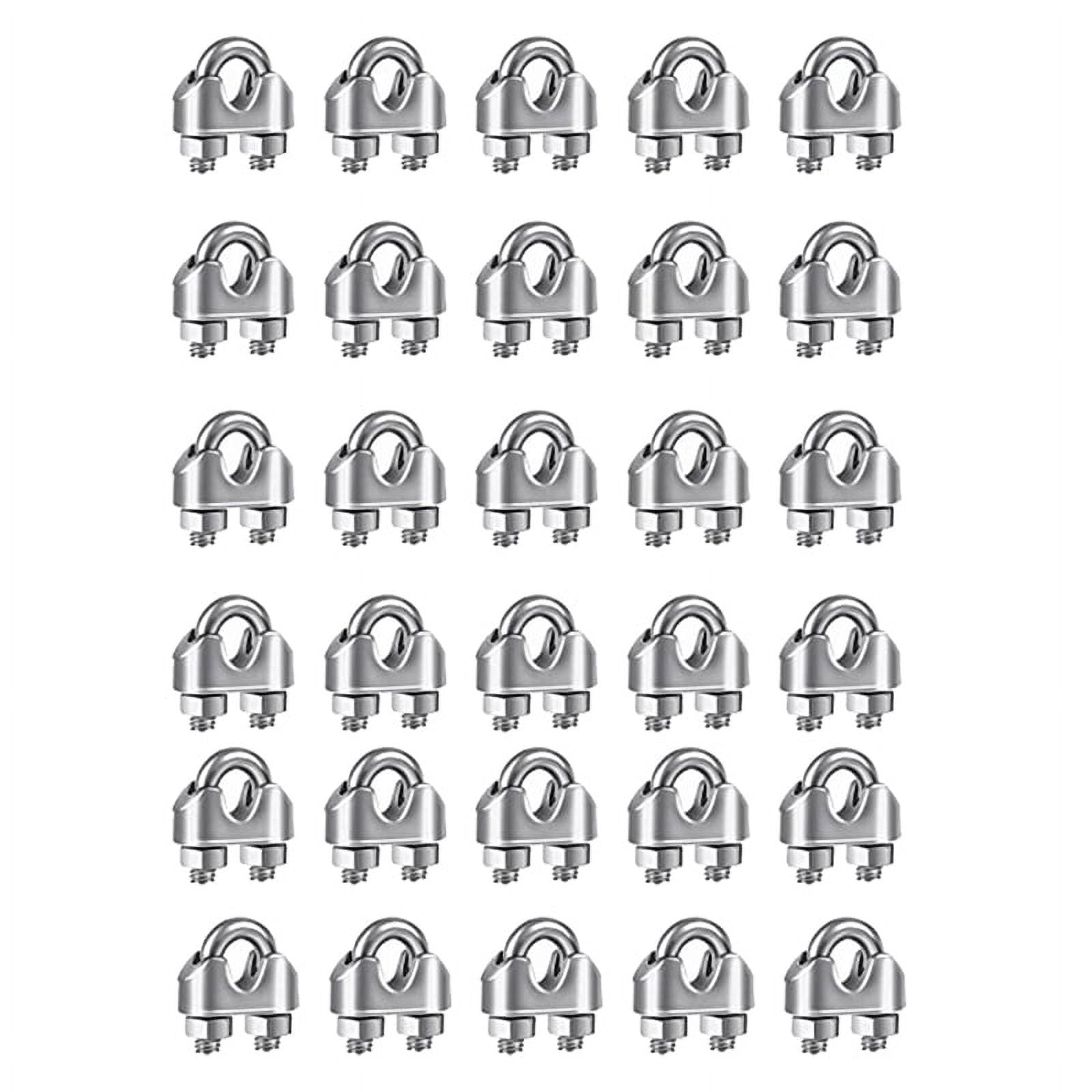 30PCS 1/8 Inches M3 Stainless Steel Wire Rope Cable Clip Clamp for ...