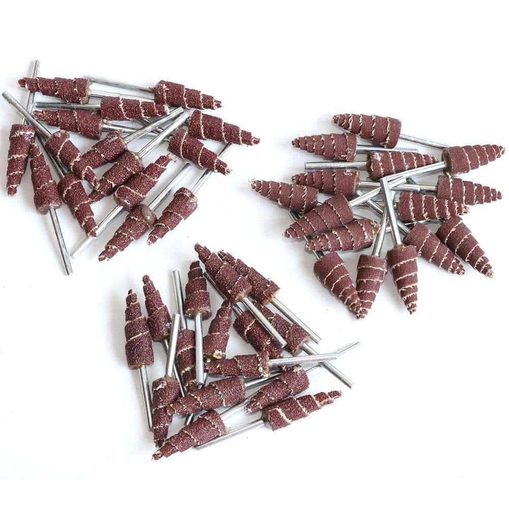 30PCS 1/8'' Shank Sanding Cone Grinding Wheel,80/120/240 Grits Cone ...