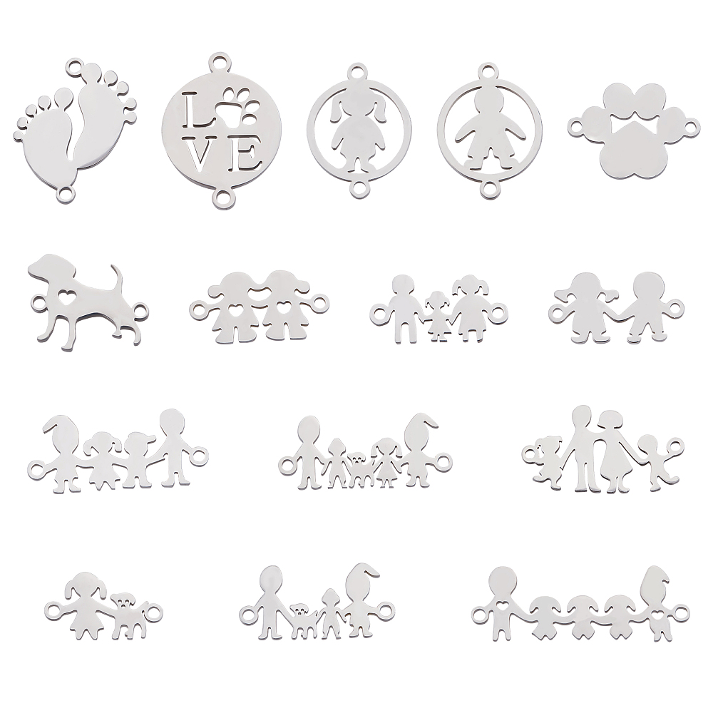 30PCS 15 Styles Valentine's Day Stainless Steel Family Theme Pendants ...