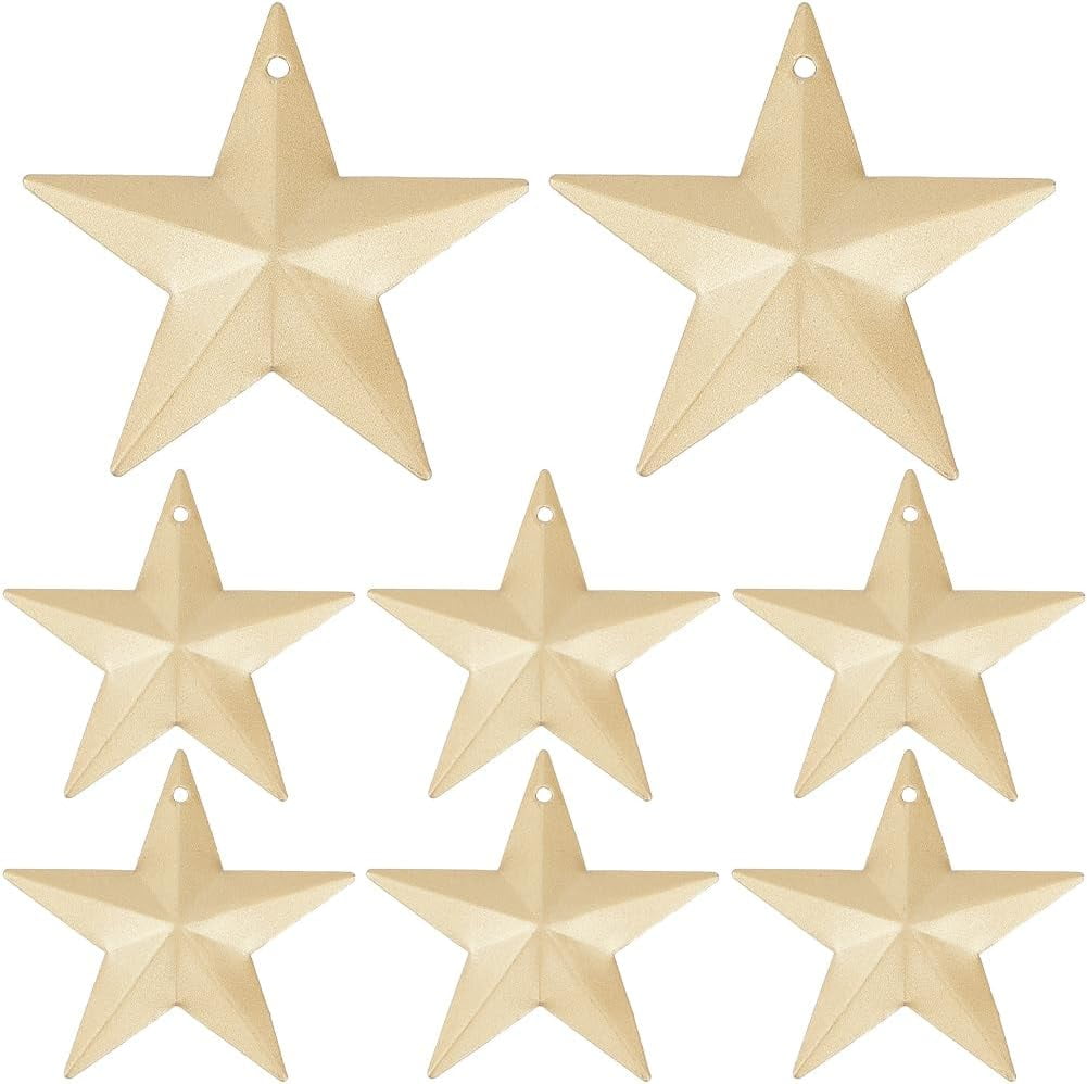 30PCS 2.4" Matte Gold Metal Star Decor Barn Star with Hole Iron Vintage ...
