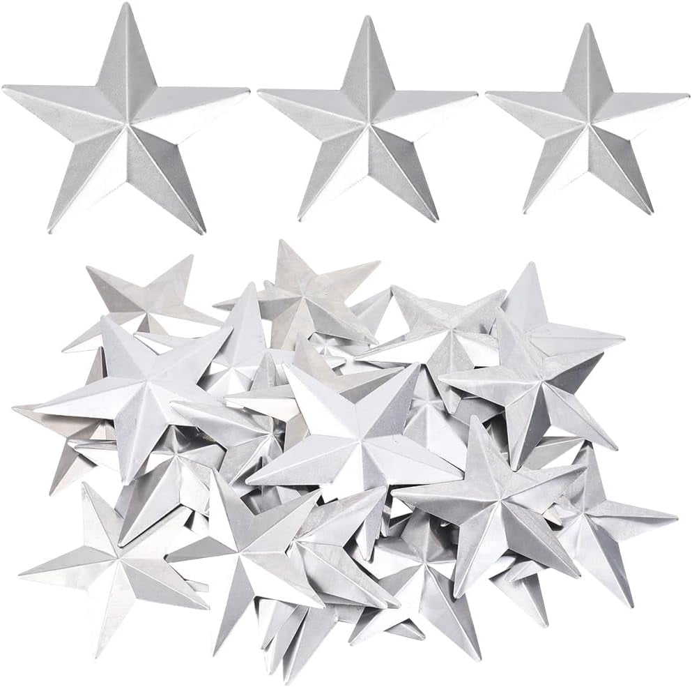 30PCS 3/3.1/3.5 Inch Silver Metal Star Galvanized Metal Stars Vintage ...