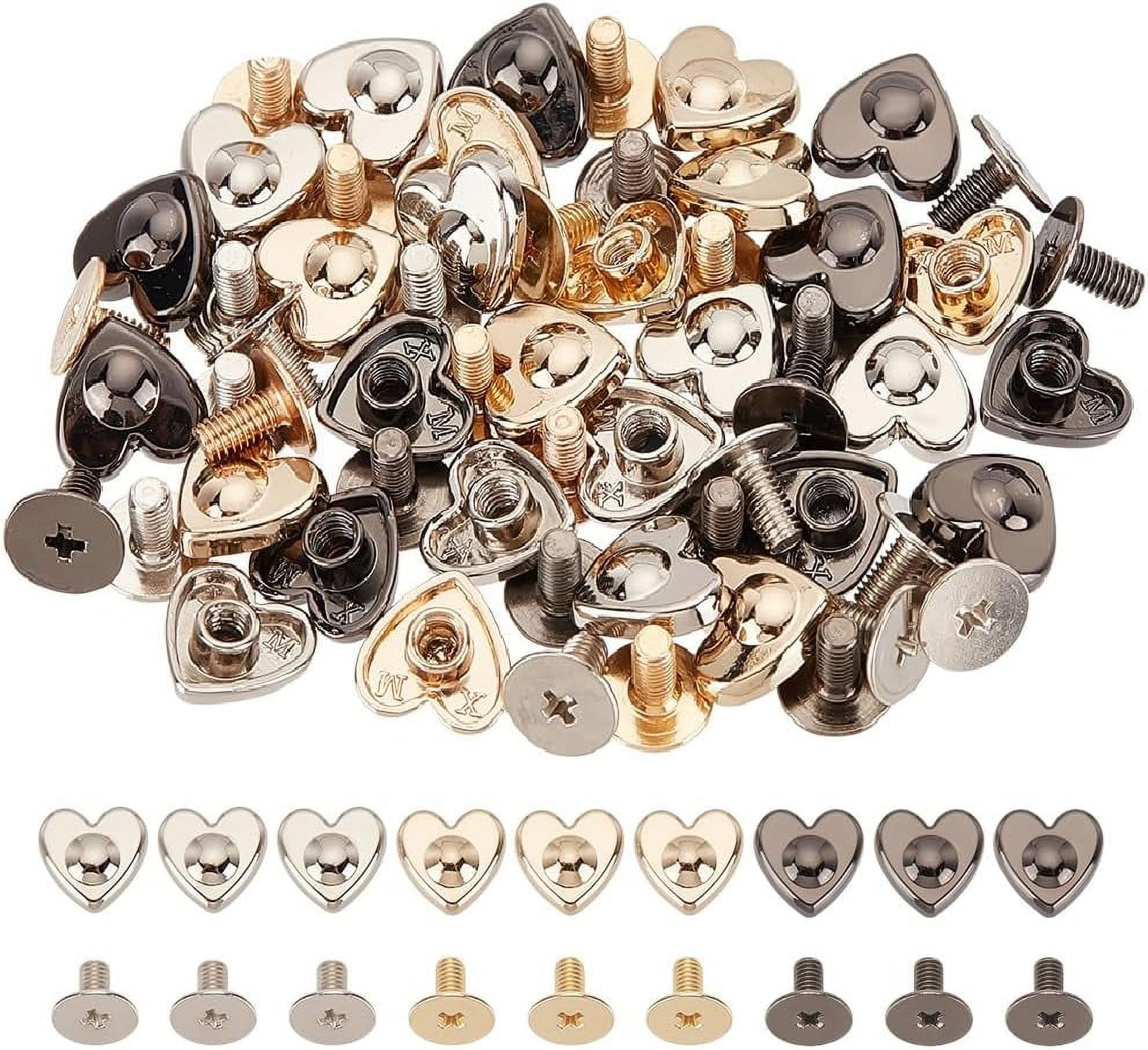 30PCS 3 Colors Screwback Stud Heart Rivets Handbag Button Leathercraft ...