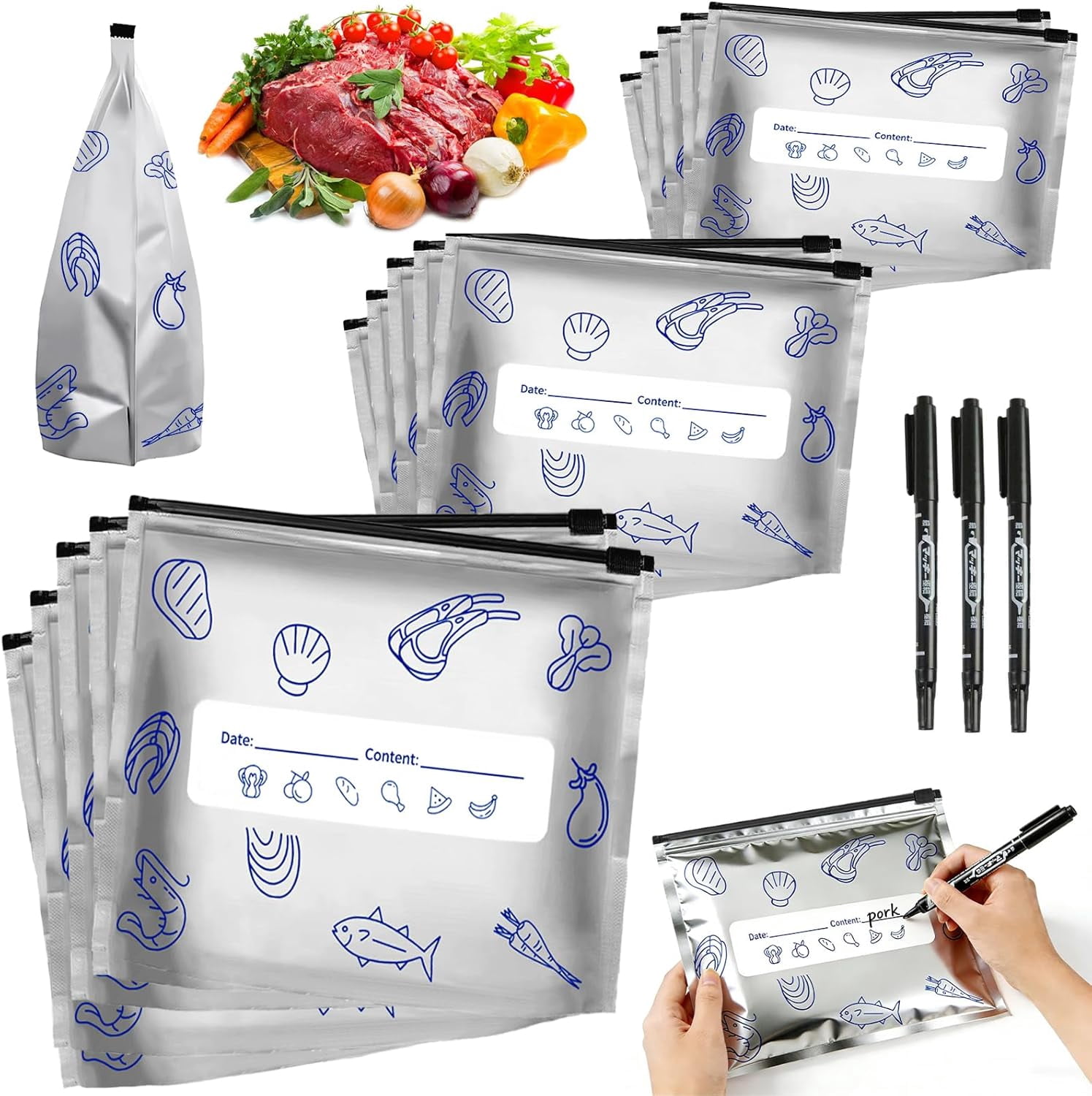 30PCS, 3 Size Reusable Aluminum Foil Sealable Storage Bags,Resealable ...
