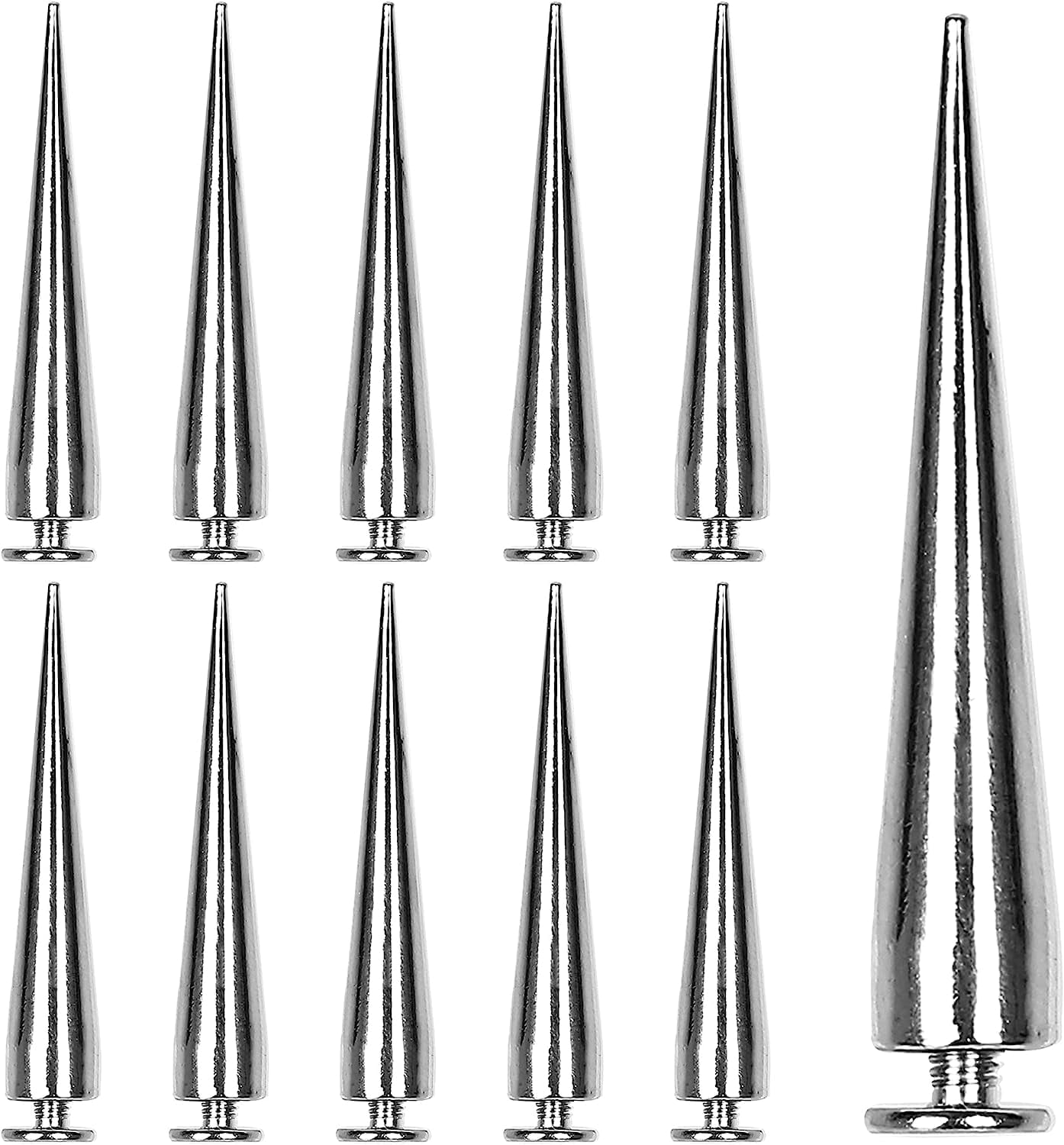 30PCS 40MM Silver Cone Spikes & Studs | Punk Rock Bullet Rivets ...