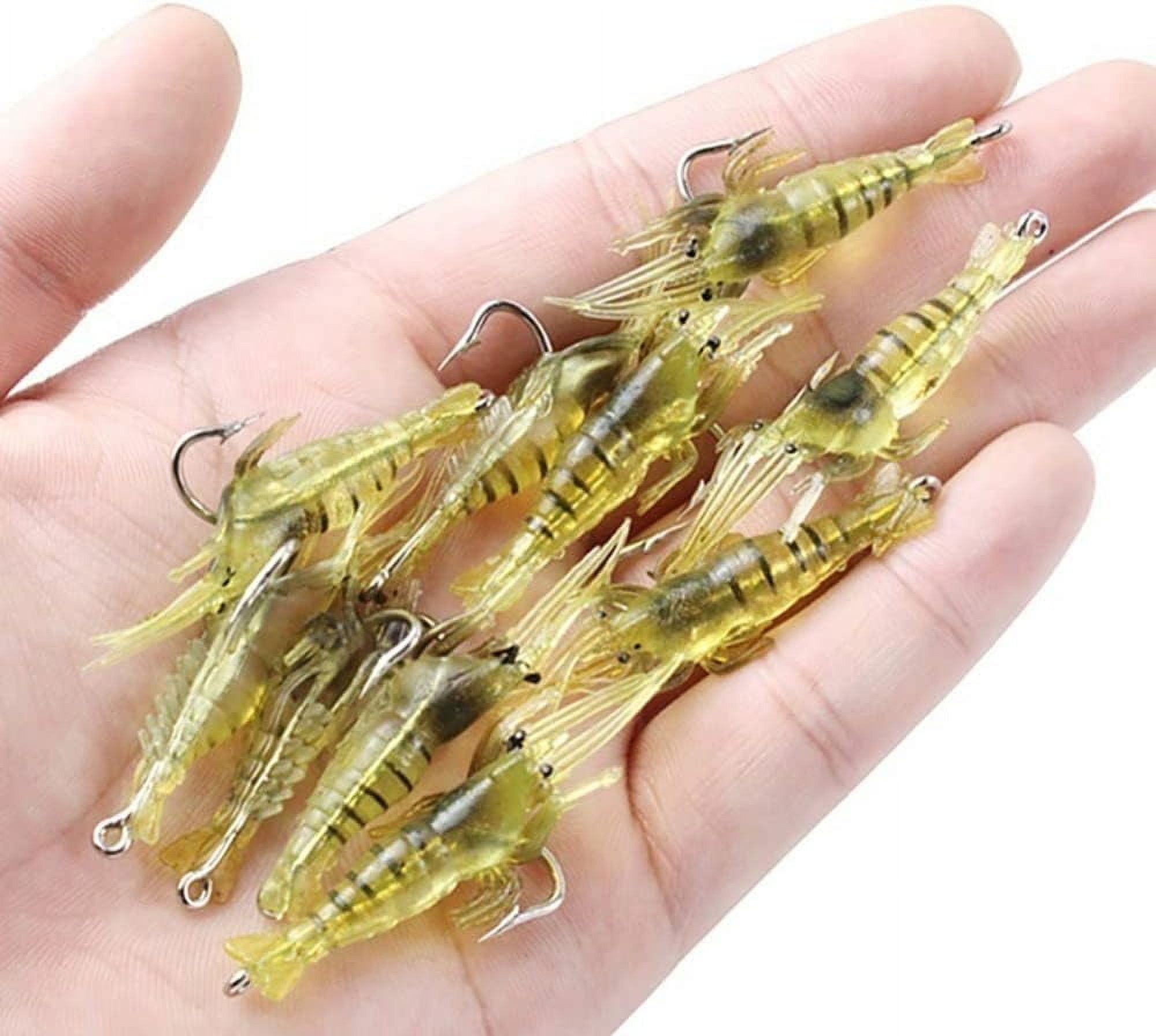 30PCS 4cm Soft Plastic Shrimp Baits - Realistic Grass Shrimp Lures with Hooks, Budget Fishing ...