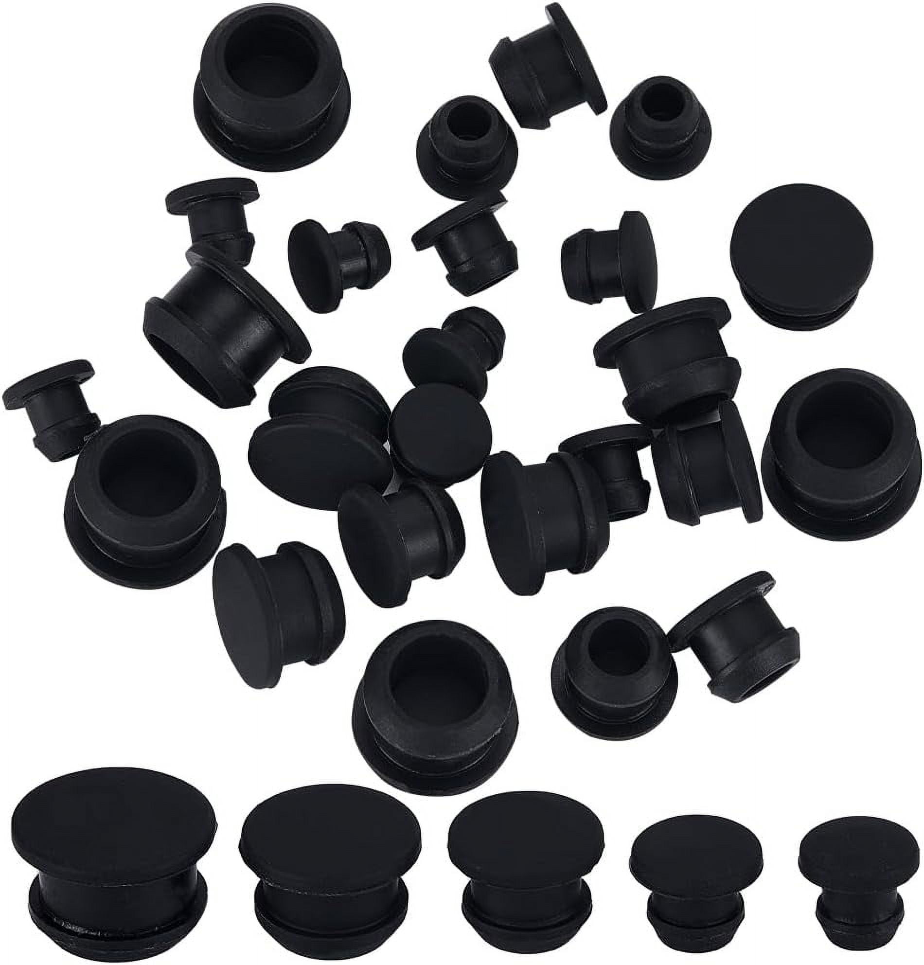 30PCS 5 Sizes Black Silicone Stoppers for Salt and Pepper Shakers 15/64 ...