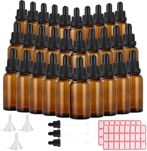 30PCS Amber Glass Dropper Bottle 4 Oz Amber Glass Tincture Bottles With ...