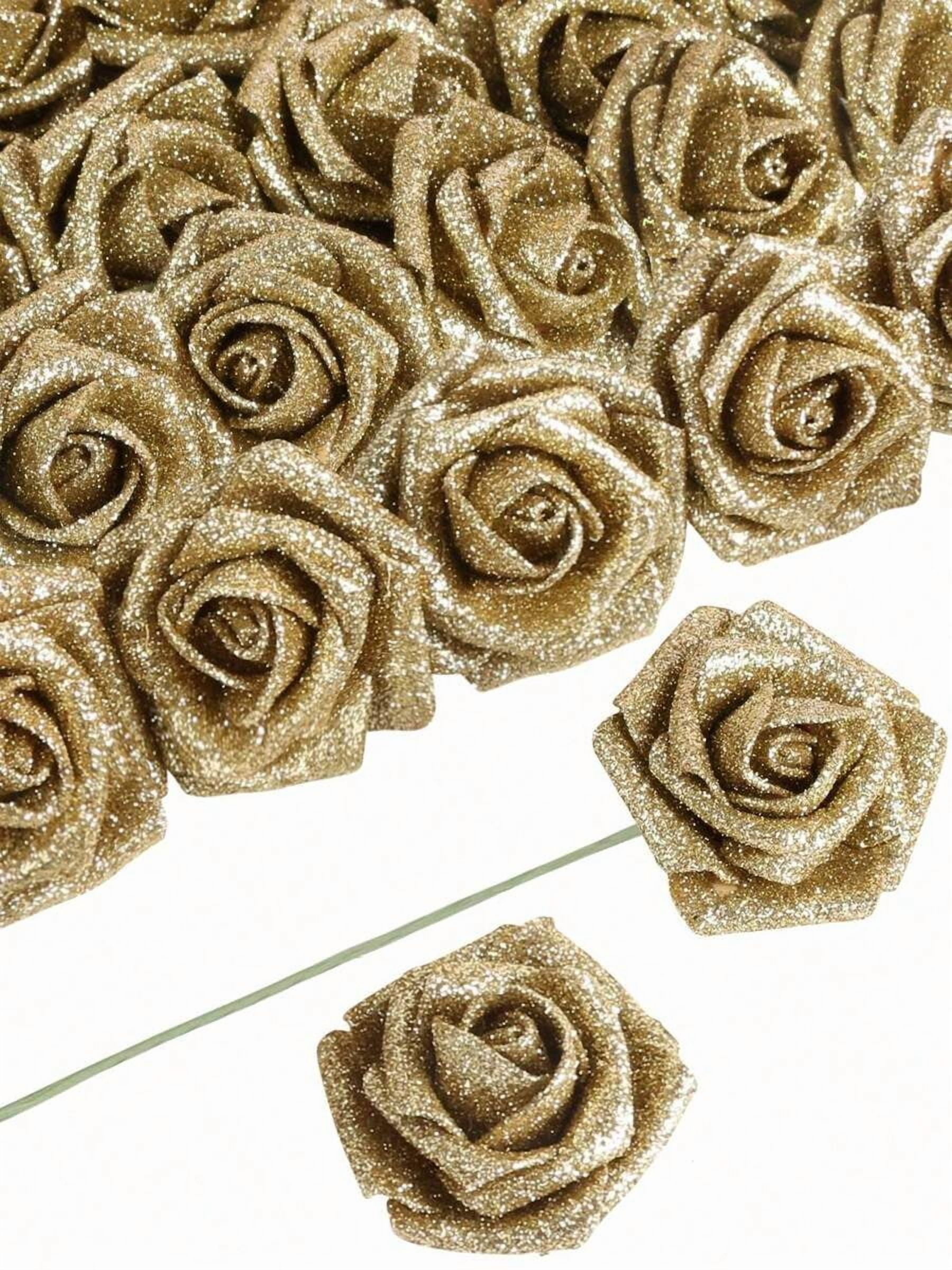 30PCS Artificial Flowers Gold Roses Artificial Flowers Glitter Roses 2 ...