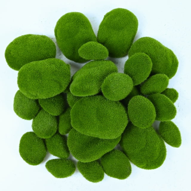 30PCS Artificial Moss Rocks Decorative, 3 Size Green Moss Balls,Moss ...