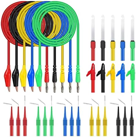 30PCS Back Probe Kit, 4mm Banana Plug to Copper Alligator Clips Test ...