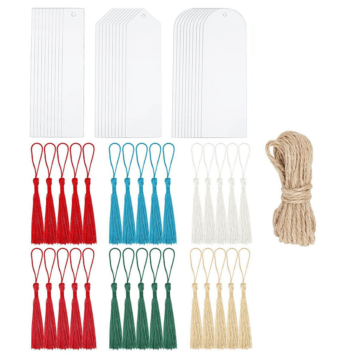 30PCS Blank Acrylic Bookmark Clear Bookmarks with Colourful Bookmark ...