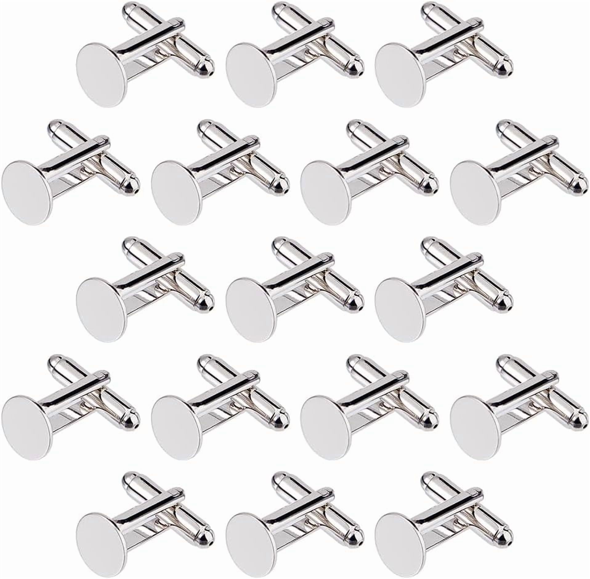 30PCS Blank Cufflinks Men's Cufflinks 10mm Round Cuff Links Trays ...