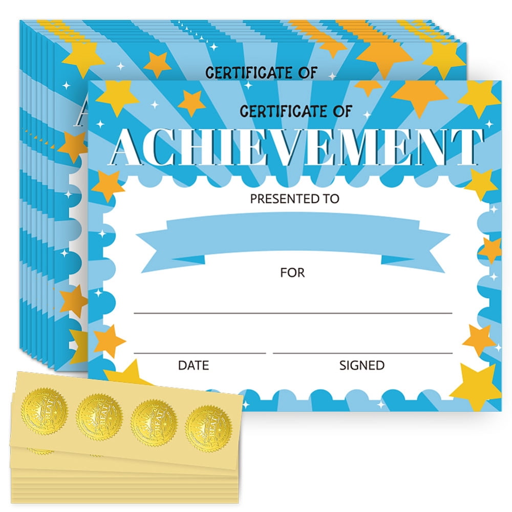 30PCS Blue Stars Certificates of Achievement Completion Award ...