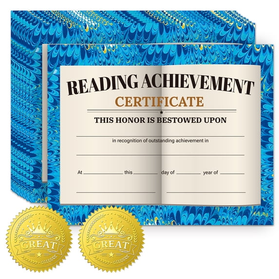 30PCS Book Style Certificates of Reading Achievement Completion Award ...