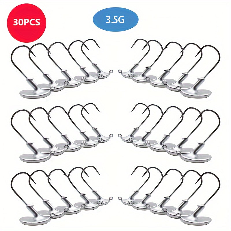30PCS Carbon Steel Overturned Hooks Set - Anti-Hanging Bottom Lead Head ...