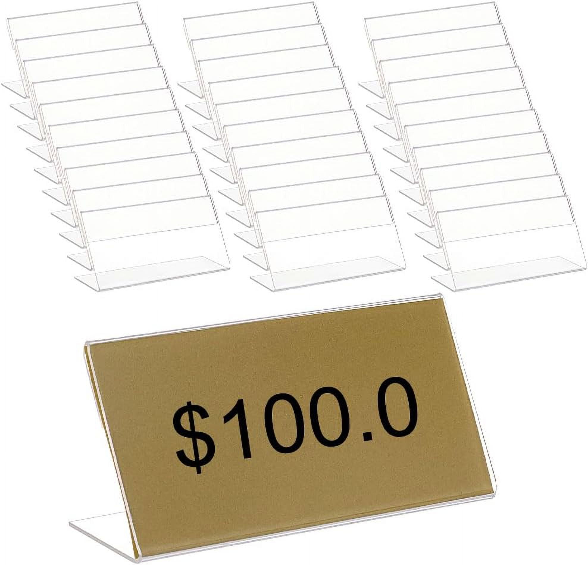 30PCS Clear Acrylic Sign Display Holder with Protective Film 3.86x1 ...