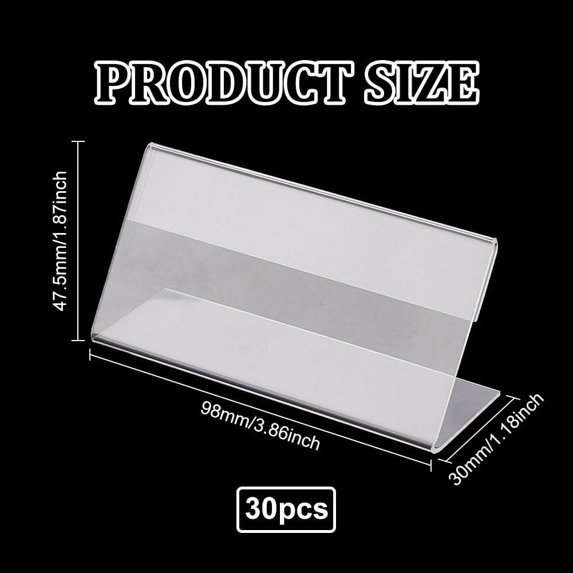 30PCS Clear Acrylic Sign Display Holder with Protective Film 3.86x1 ...