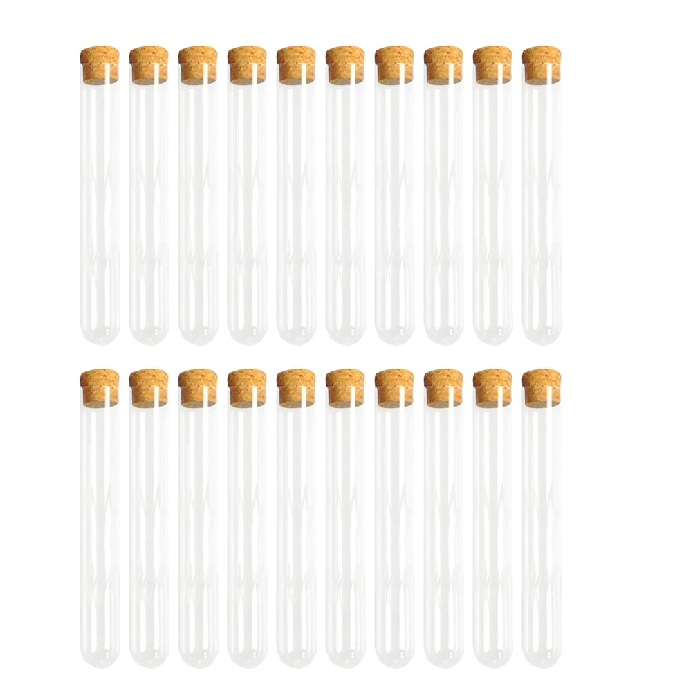 30PCS Clear Plastic Test Tubes with Cork Stoppers for Science ...