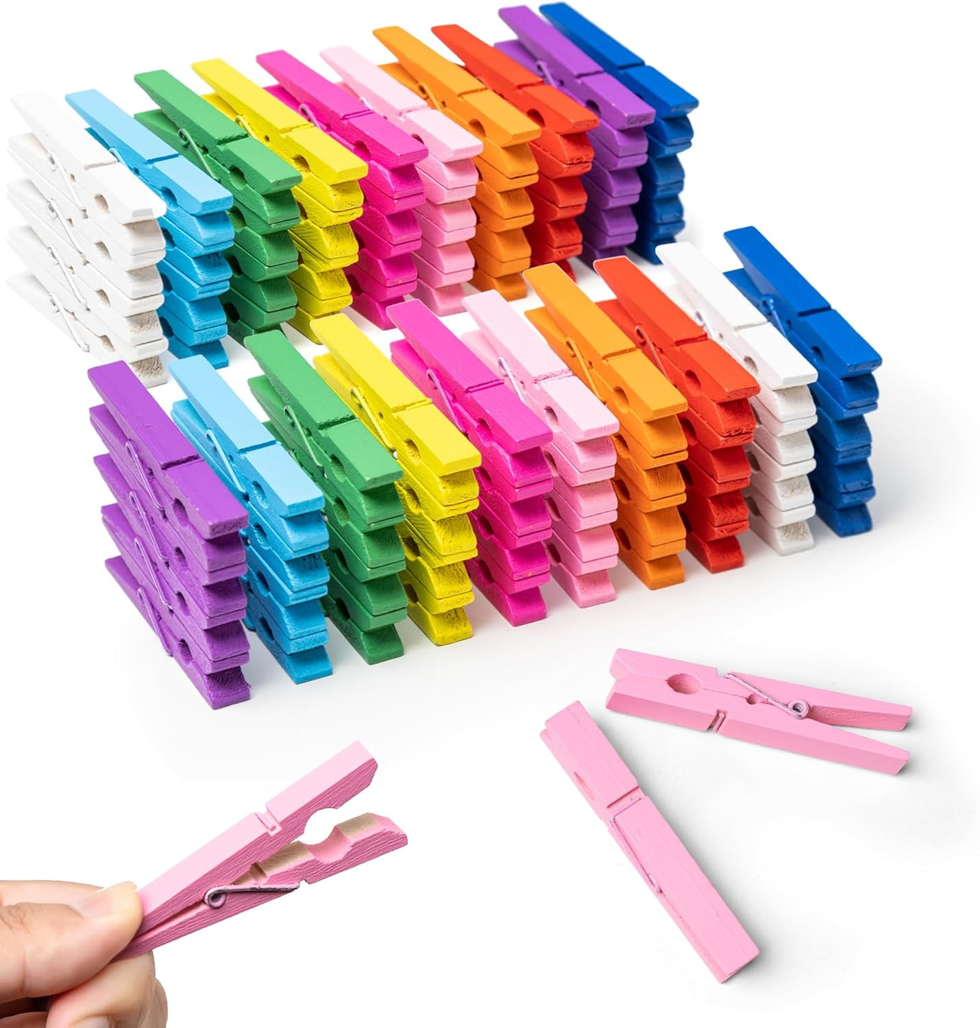 30PCS Colored Clothes Pins 2.9 Inch 10 Colors Clothespins Wooden for ...