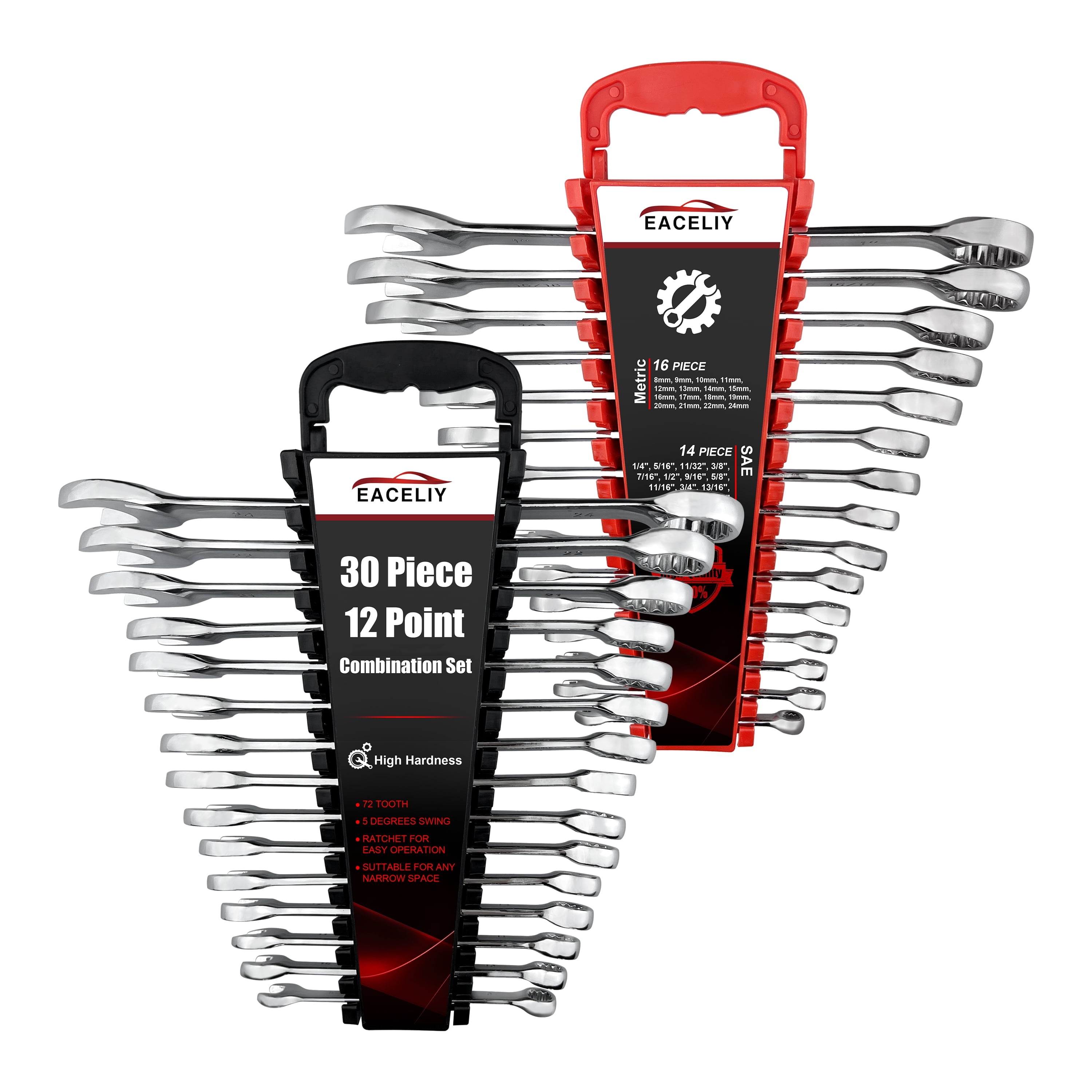 30PCS Combination Wrench Set,Combo Wrench Sets,12 Point, Metric & SAE,8 ...