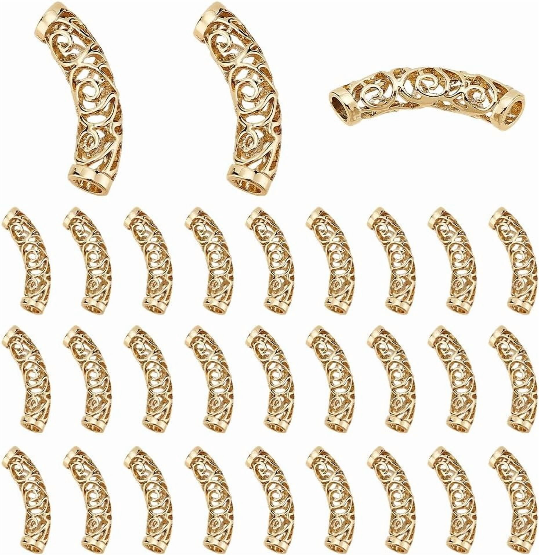 30PCS Curved Tube Beads Tibetan Tube Slide Beads Alloy Noodle Beads ...
