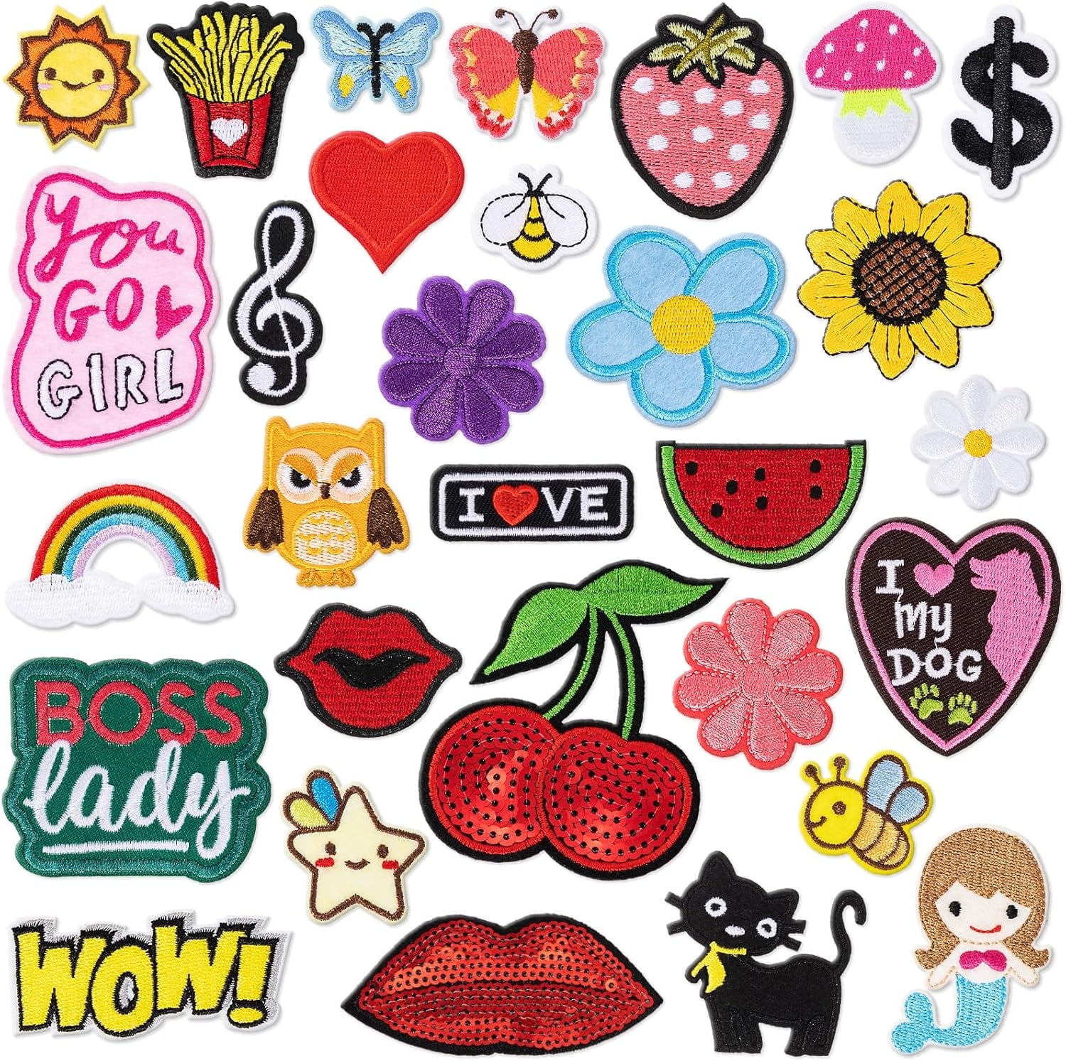30PCS Embroidered Patches, Bright Vivid Colors Sew On Patch Iron On ...