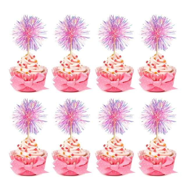 30PCS Foil Firework Cupcake Toppers, Happy Birthday KMC2Pink Cake ...