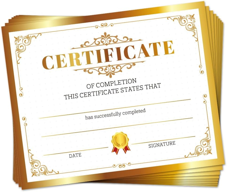 30PCS Gold Certificate of Achievement Completion Award Recognition ...