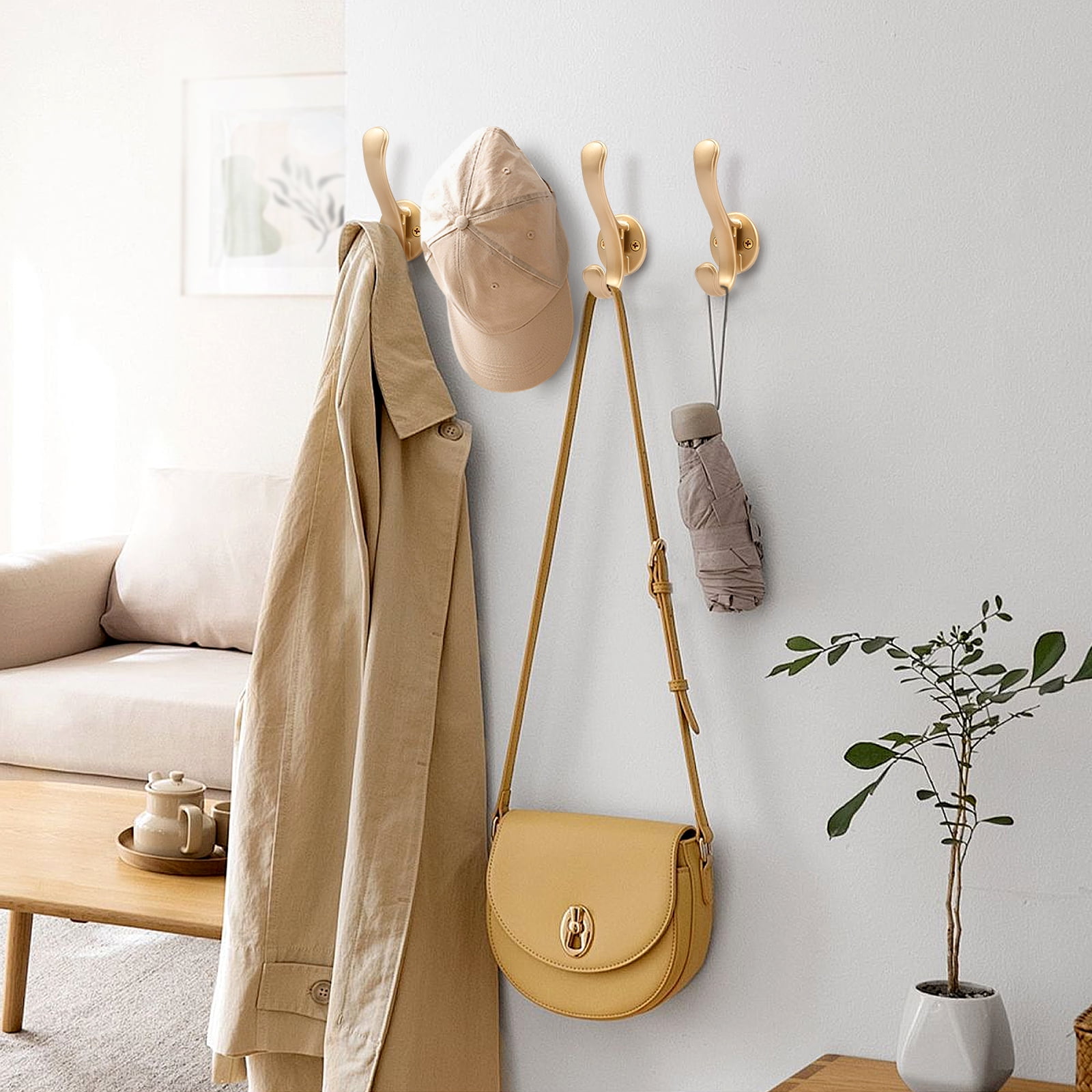 30PCS Gold Coats Hooks Kit Solid Versatile Brass Wall Gold Hooks Set ...