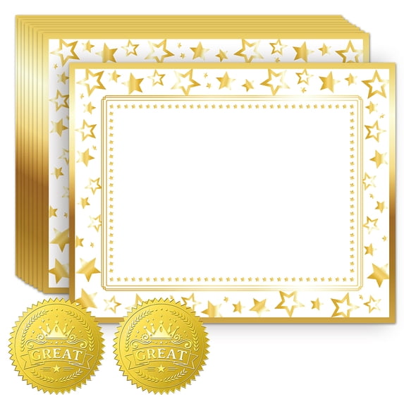 30PCS Gold Stars Blank Certificates of Achievement Completion Award ...