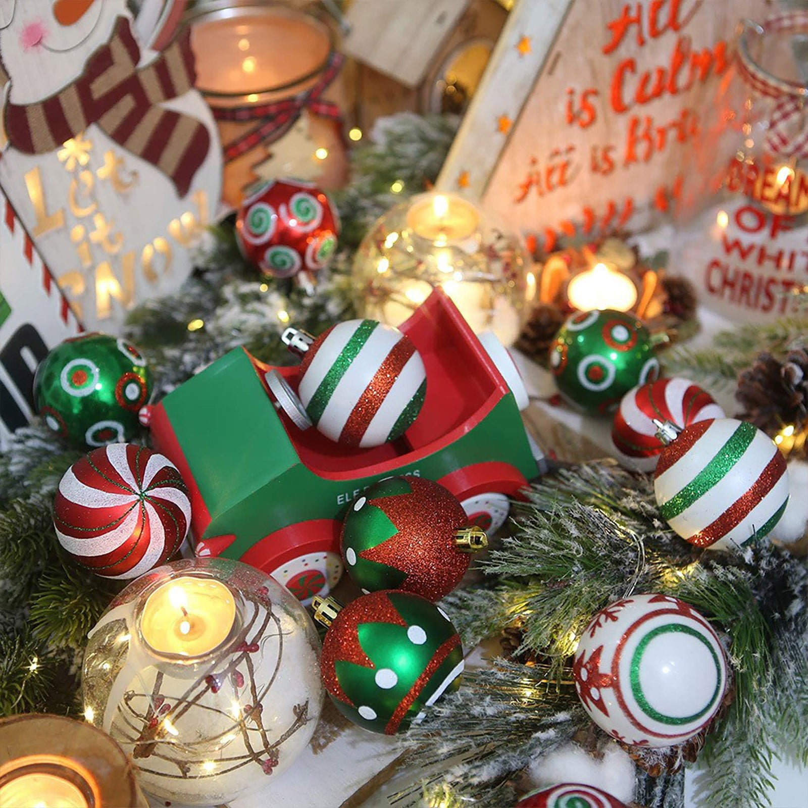30PCS Grinch Christmas Ball Ornaments, 2.4 Inch Glittering Hanging Xmas ...