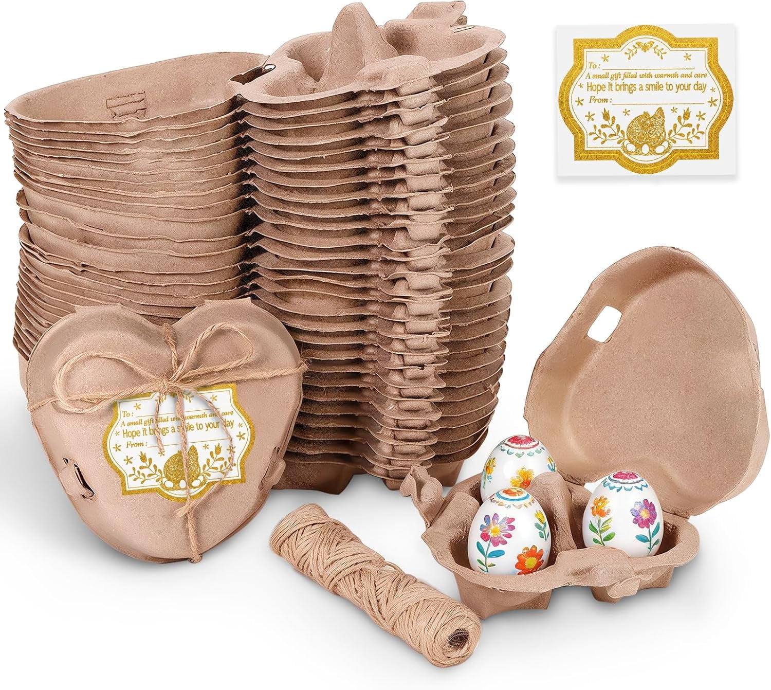 30PCS Heart Shaped Egg Carton, Heart Egg Cartons, 3 Count Natural Paper ...