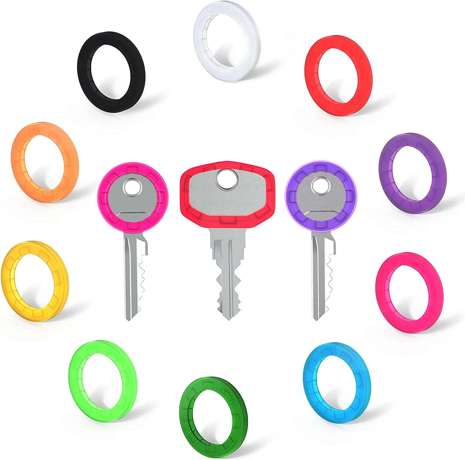 30PCS Rubber Key Caps Covers Tags Set, Color Coded Key ID Rings ...