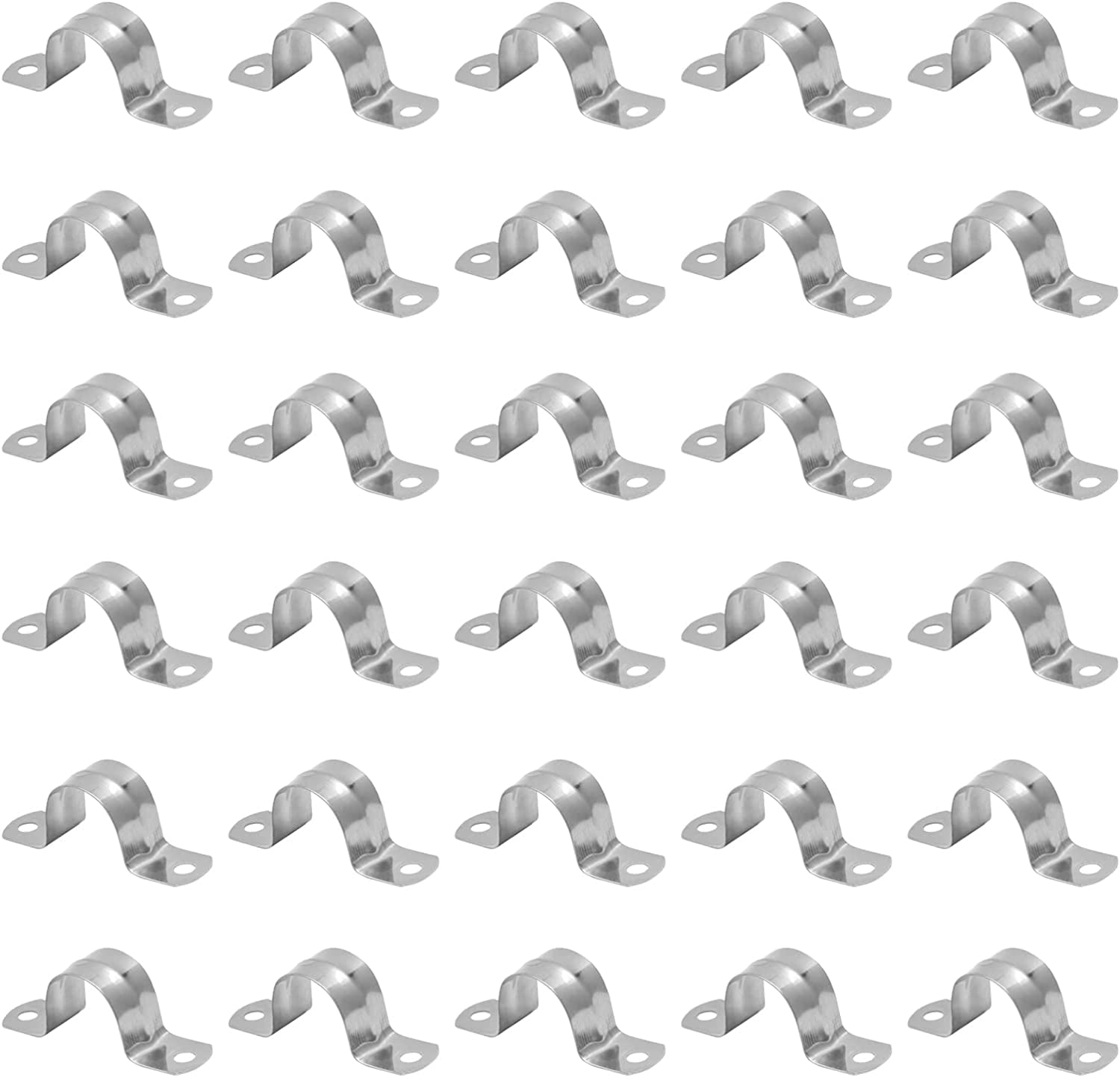 30PCS M20 Pipe Strap Clamp, 2 Hole Strap U Bracket Stainless Steel, U ...