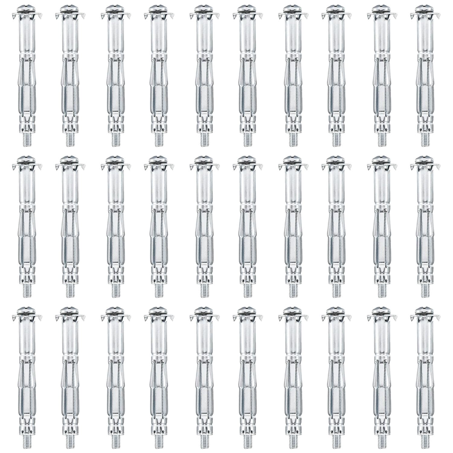 30PCS M4 x 46 Metal Drywall Anchors, Steel Molly Bolt for Plaster Walls ...